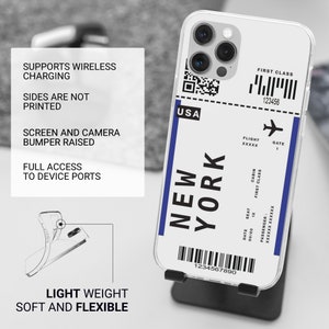Plane Ticket Phone Case Flight Boarding Pass Cover for iPhone 17 16 15 ...