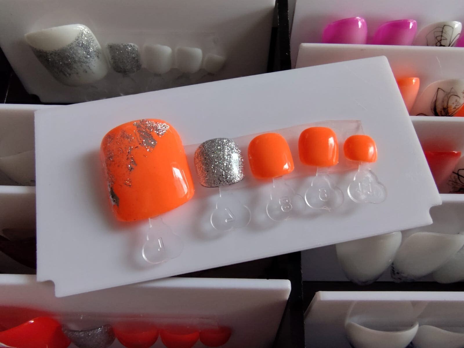 Handmade Press on Toe Nails With Glue Fake Nails Nail Art Nail Design ...