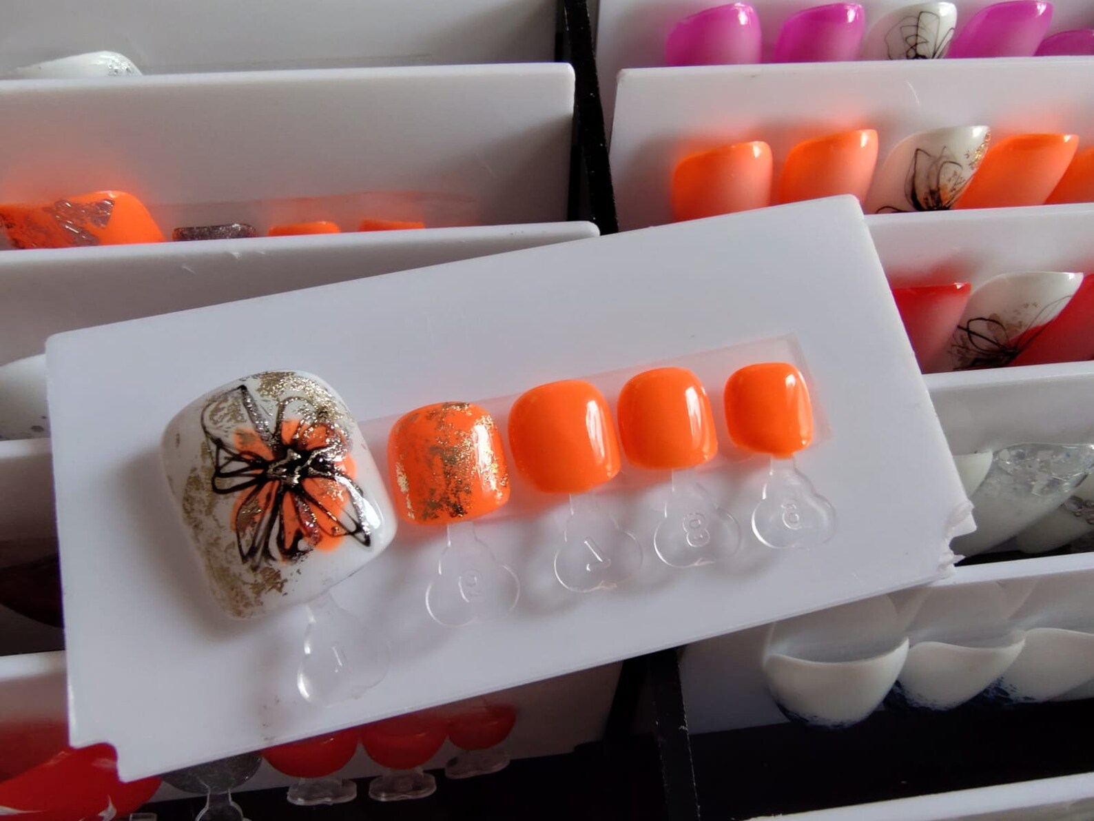 Handmade Press on Toe Nails With Glue Fake Nails Nail Art Nail Design ...