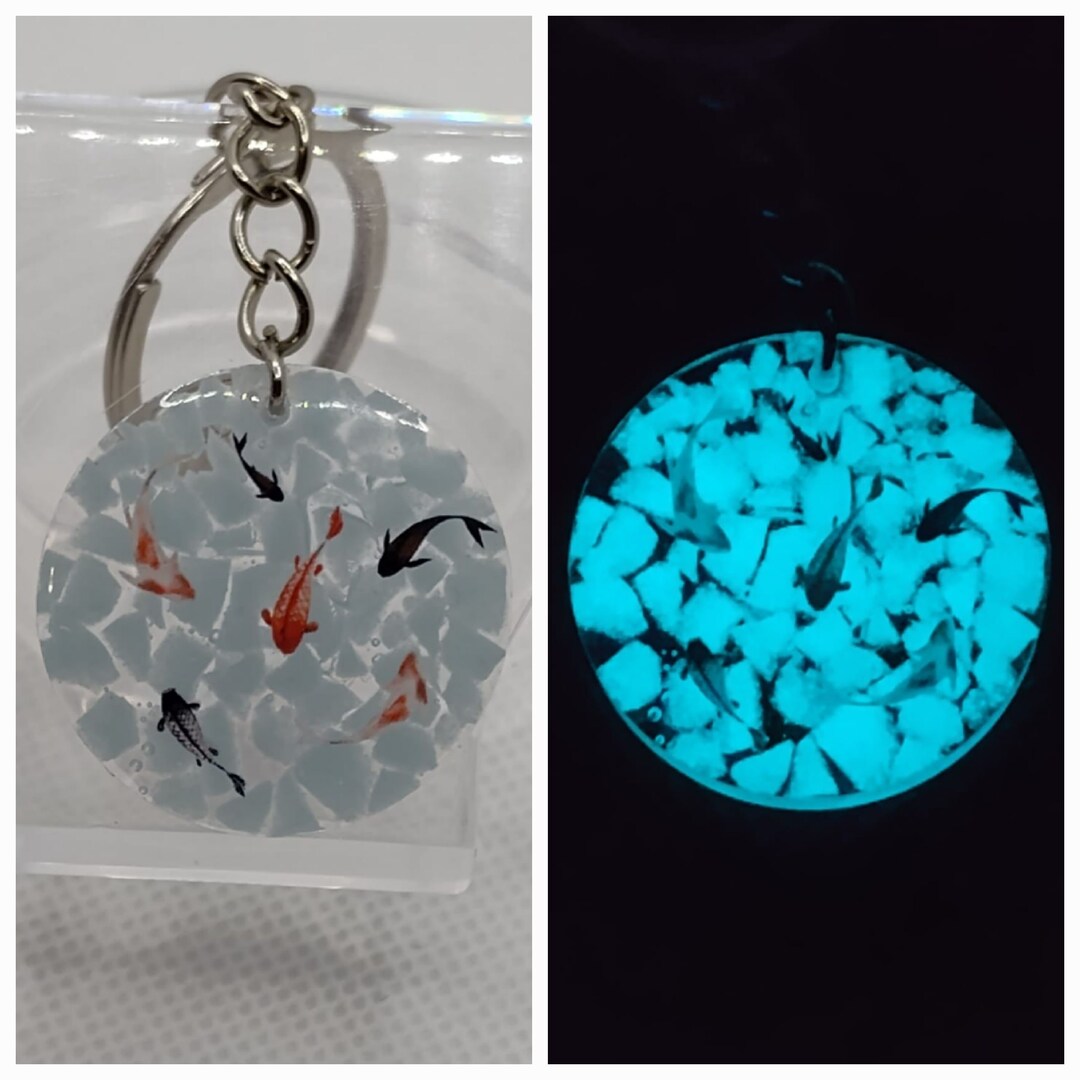 Handmade Koi Fish Keychain Backpack Charm Resin Art Glowing in the Dark ...