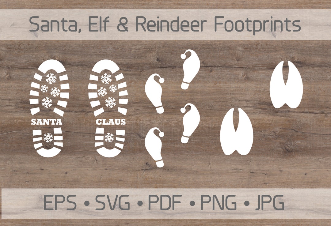Santa, Elf and Reindeer Footprint Stencil Digital File - Etsy
