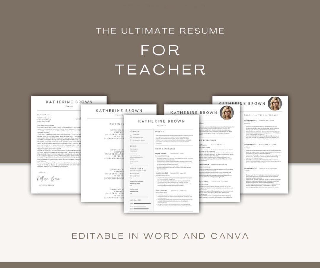 Teacher Resume Template Word Teacher CV Template Resume - Etsy