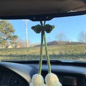 Crochet Lily of the Valley, Crochet Rearview Mirror Accessory, Crochet ...