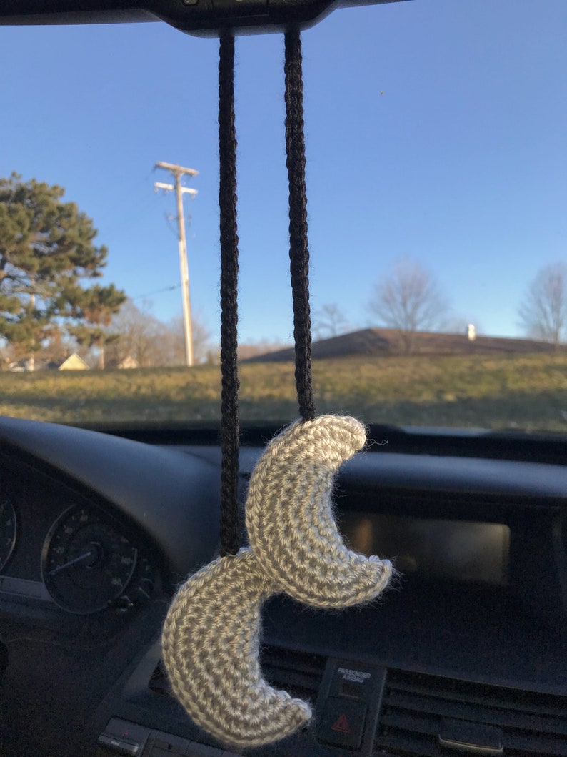 Crochet Moon, Crochet Rearview Mirror Accessory, Crochet Moon Car ...