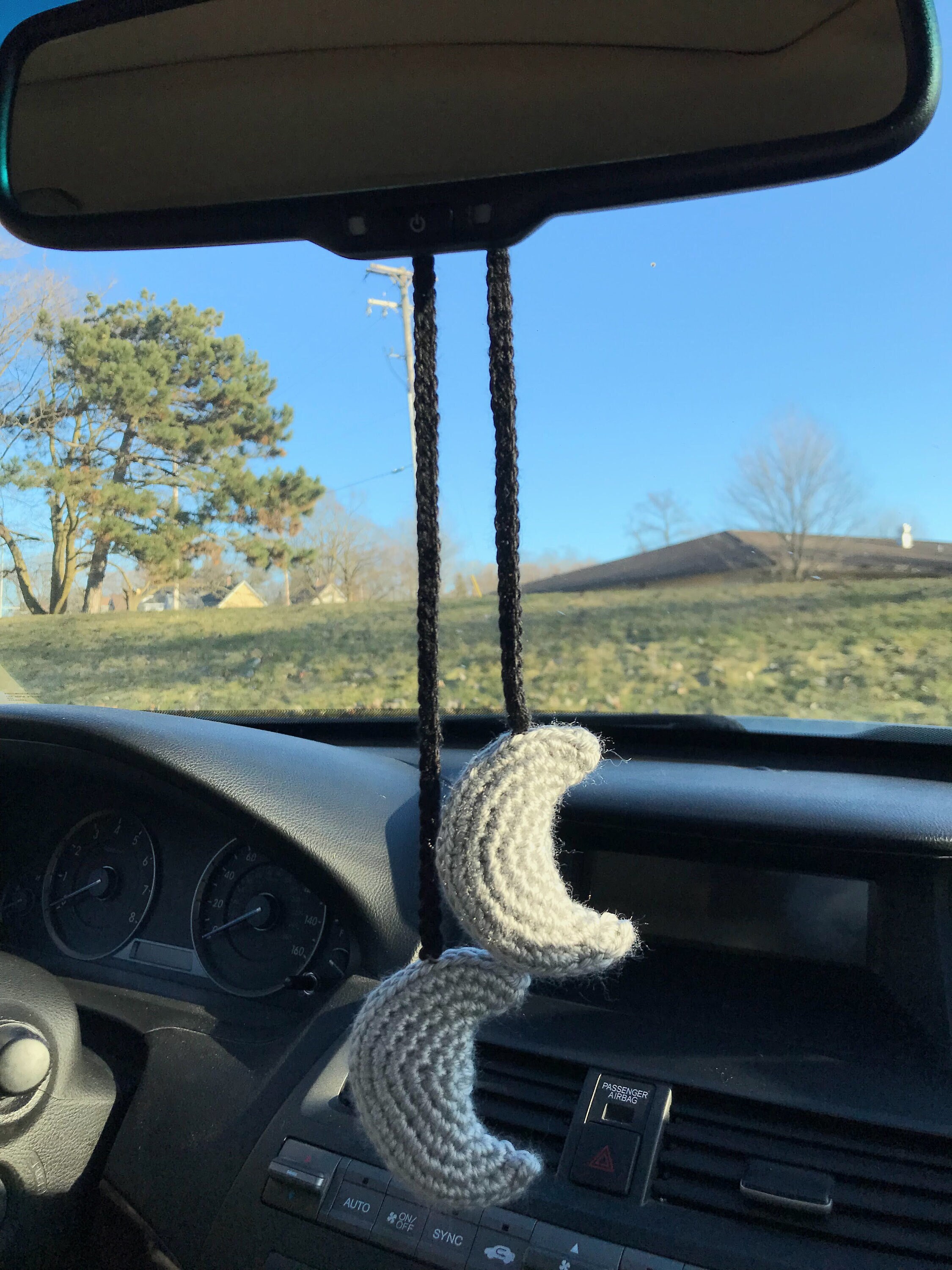 Crochet Moon, Crochet Rearview Mirror Accessory, Crochet Moon Car ...