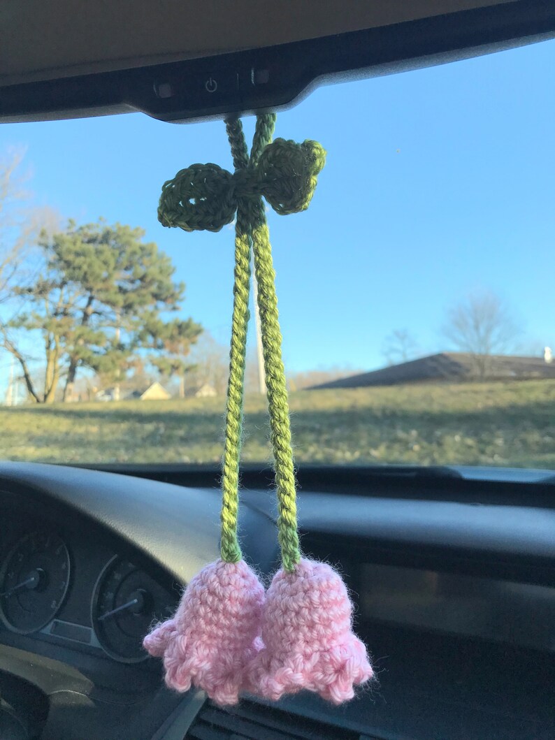 Crochet Lily of the Valley, Crochet Rearview Mirror Accessory, Crochet ...