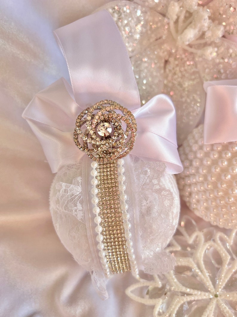 Set of 2 Handmade Luxury Ornaments. Christmas Ornaments. Pearl, Velvet ...