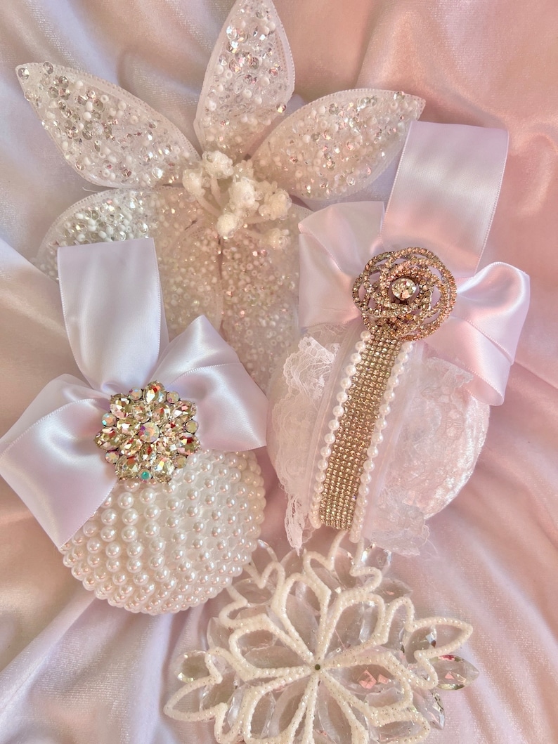 Set of 2 Handmade Luxury Ornaments. Christmas Ornaments. Pearl, Velvet ...