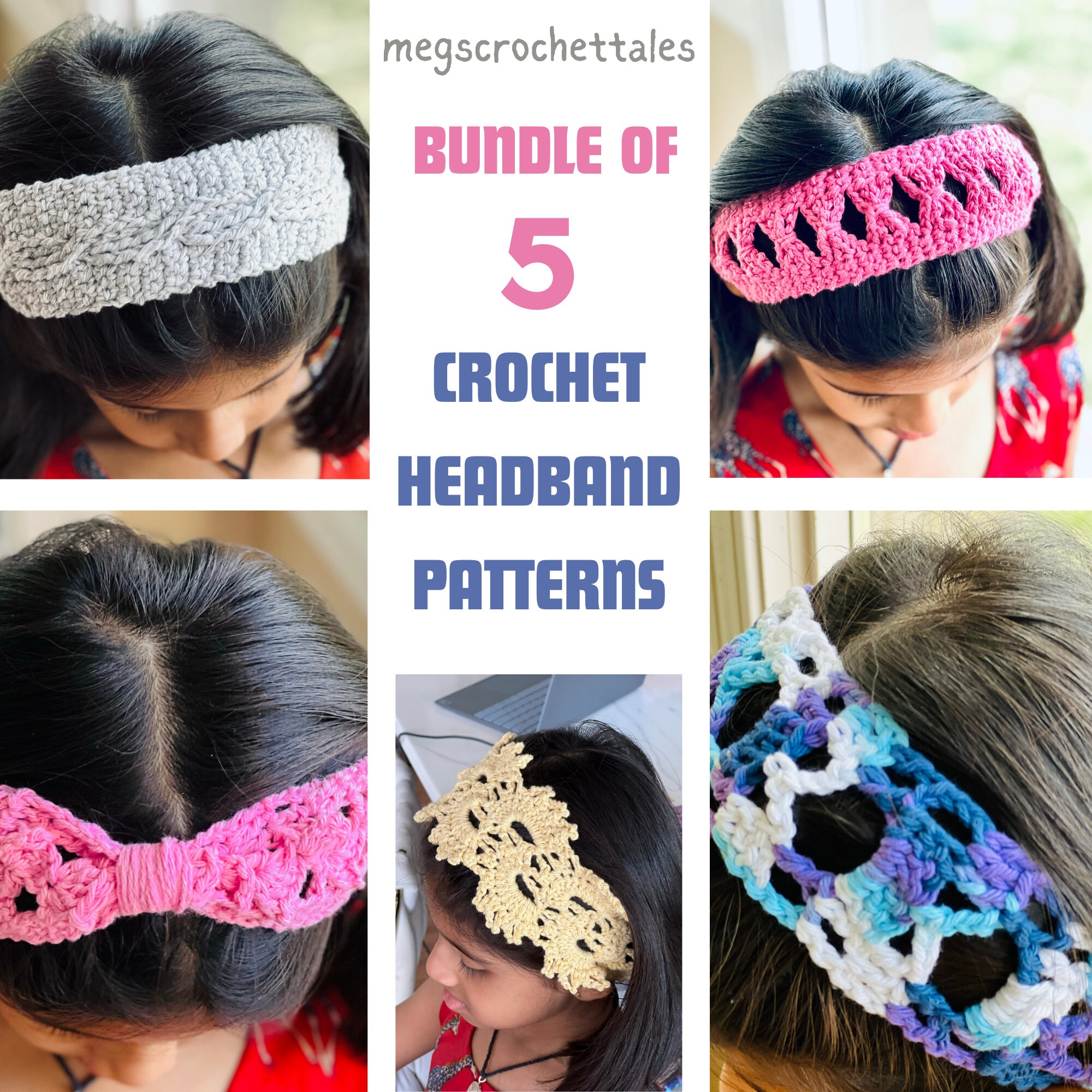 CROCHET PATTERN Bundle of 5 Crochet Headbands PDF Easy Crochet ...