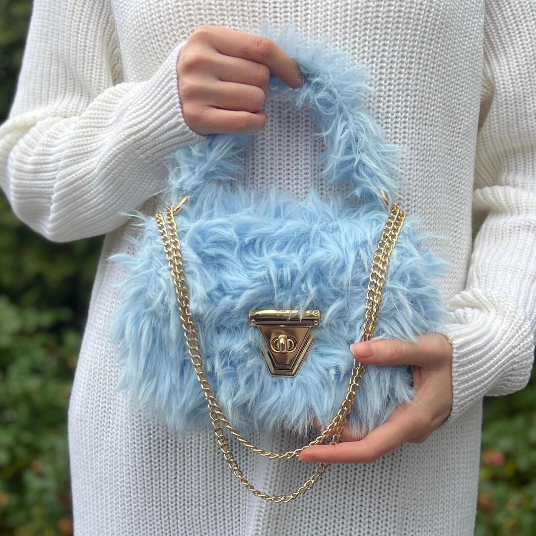 Handmade Fluffy Faux Fur Mini Bag, Chain Strap Purse - Etsy