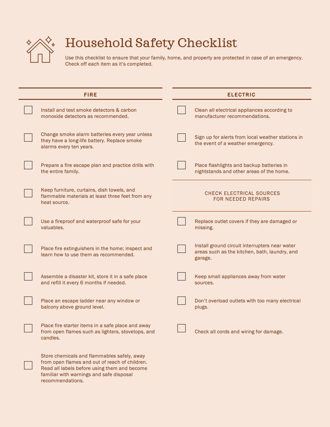 Household Safety Checklist Template: Printable Home Security Planner - Etsy