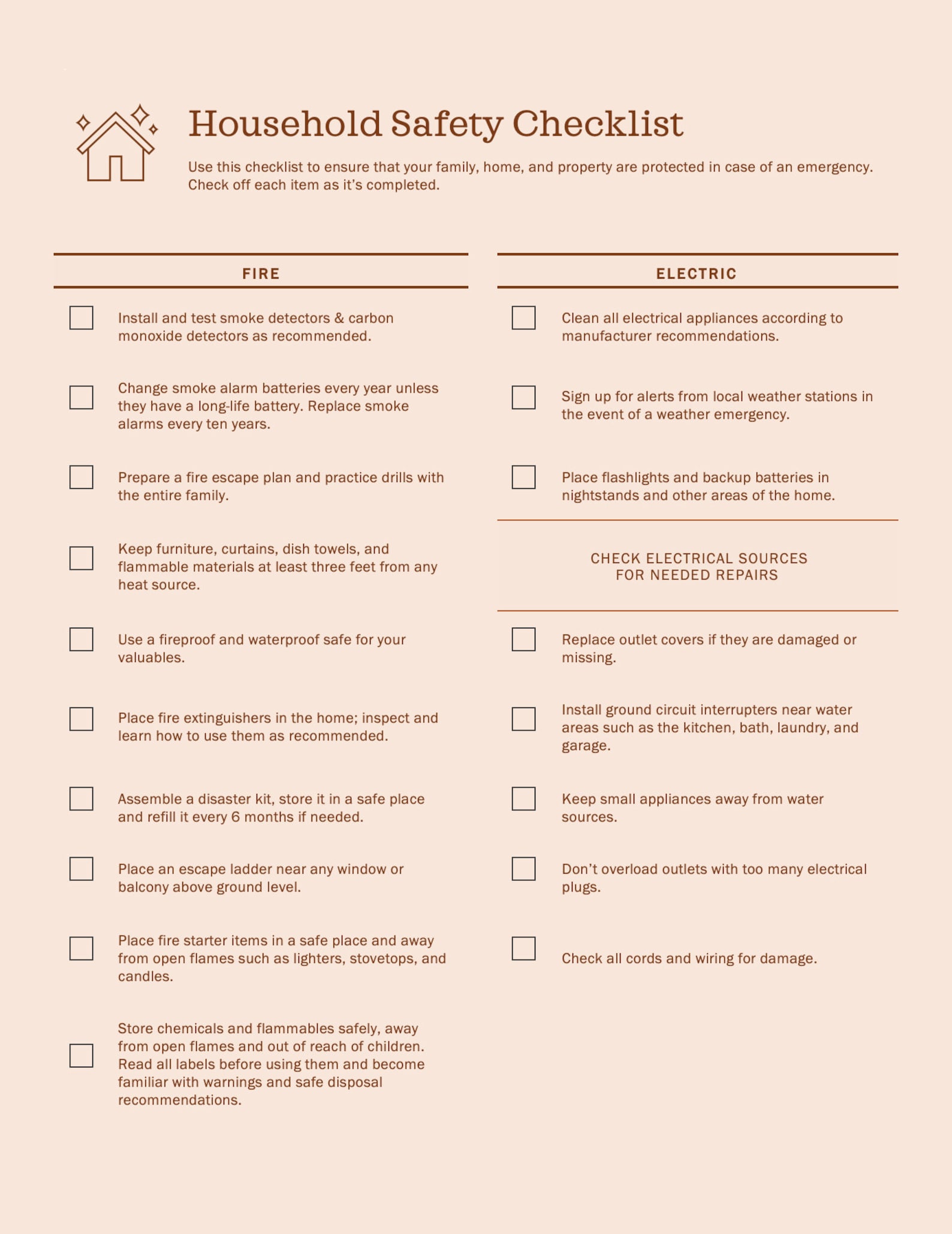 Household Safety Checklist Template: Printable Home Security Planner - Etsy