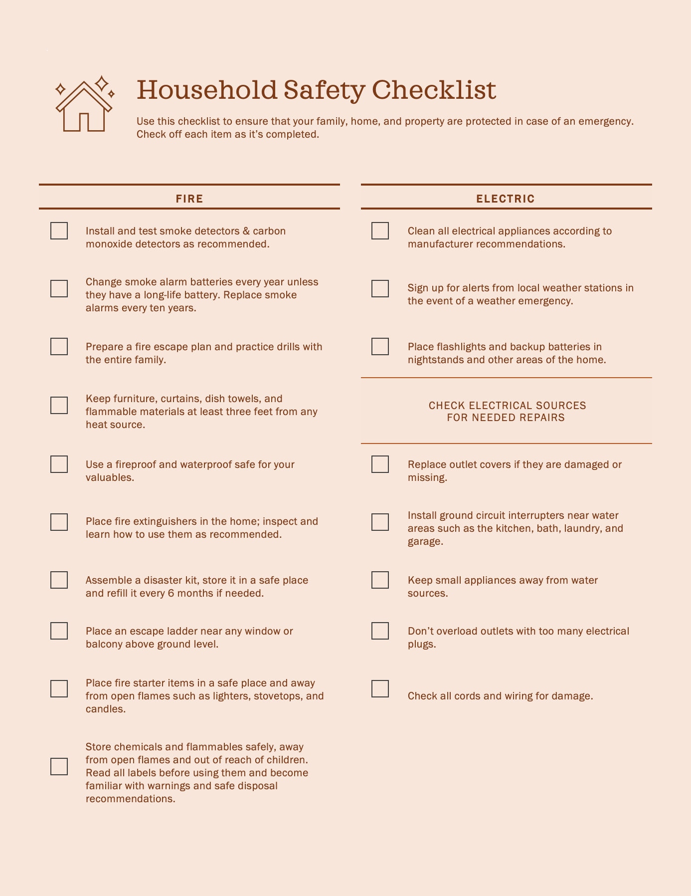 Household Safety Checklist Template: Printable Home Security Planner - Etsy