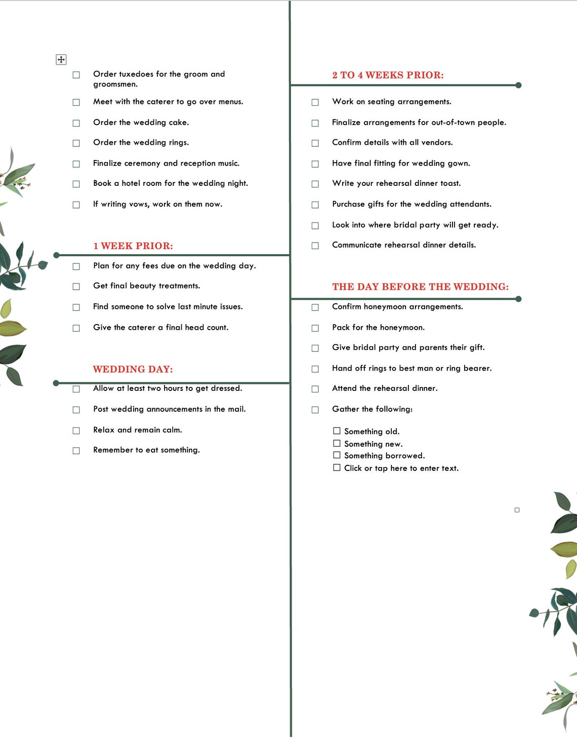 Wedding Checklist Template / Wedding Tasks Tracker / Customizable ...