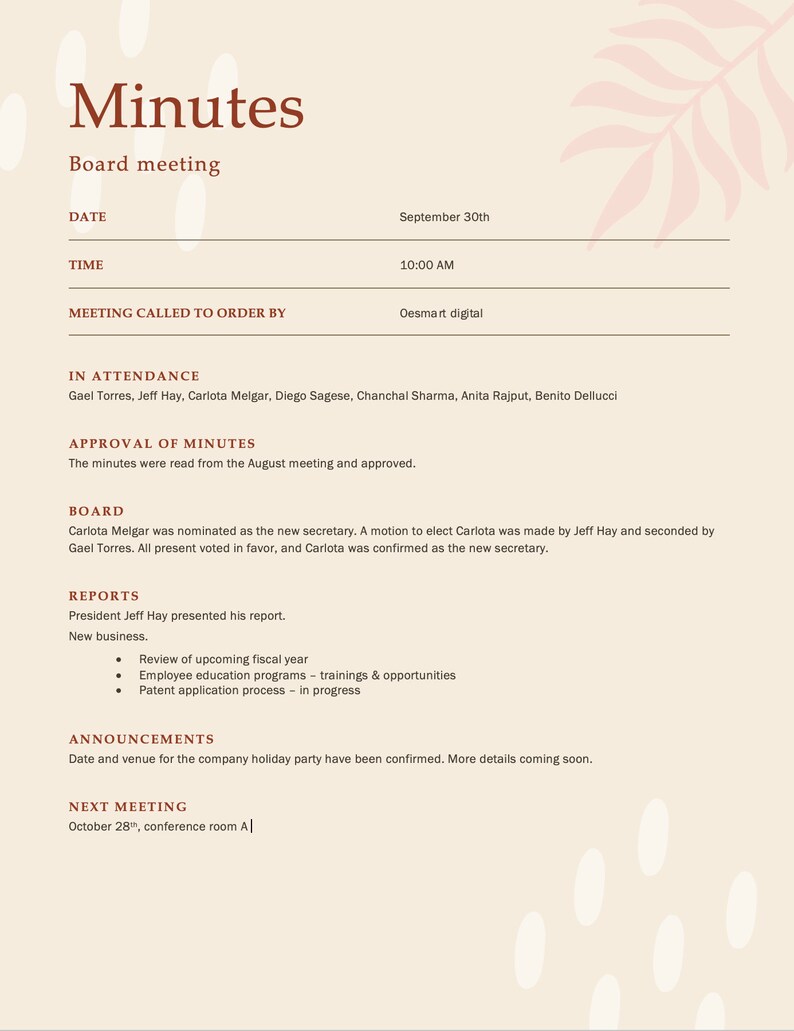 Professional Meeting Minutes Template (pack) - Etsy