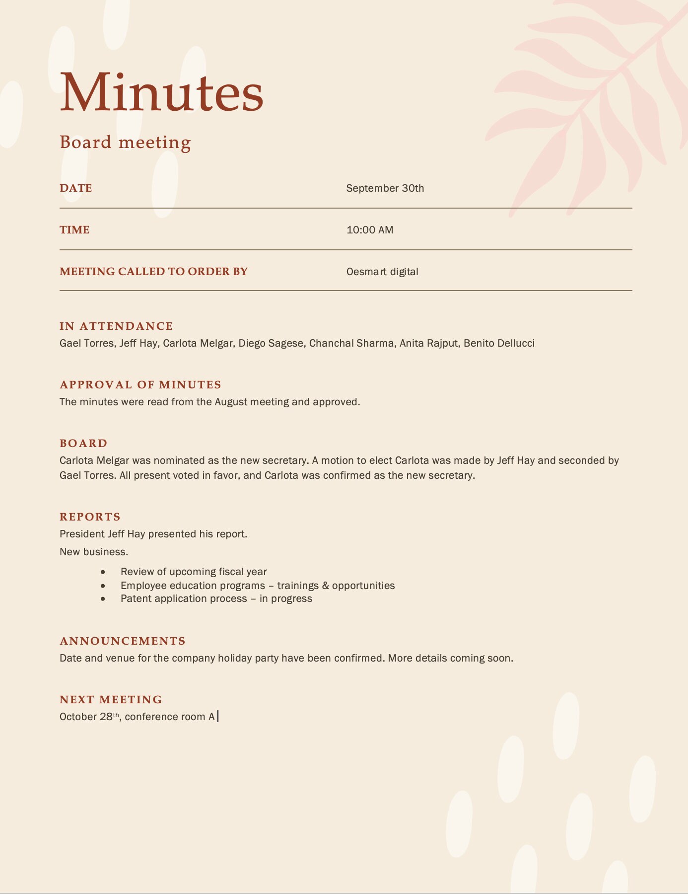 Professional Meeting Minutes Template / Meeting Tracker / Minutes ...