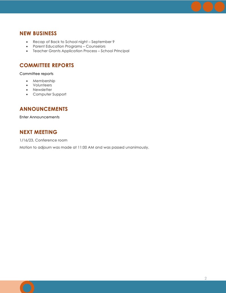 Professional Meeting Minutes Template / Meeting Tracker / Minutes ...