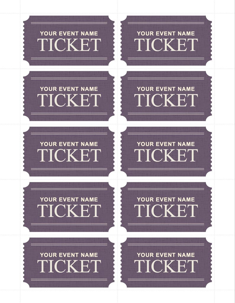 Editable Printable Ticket Template for Events | DIY Custom Tickets in ...