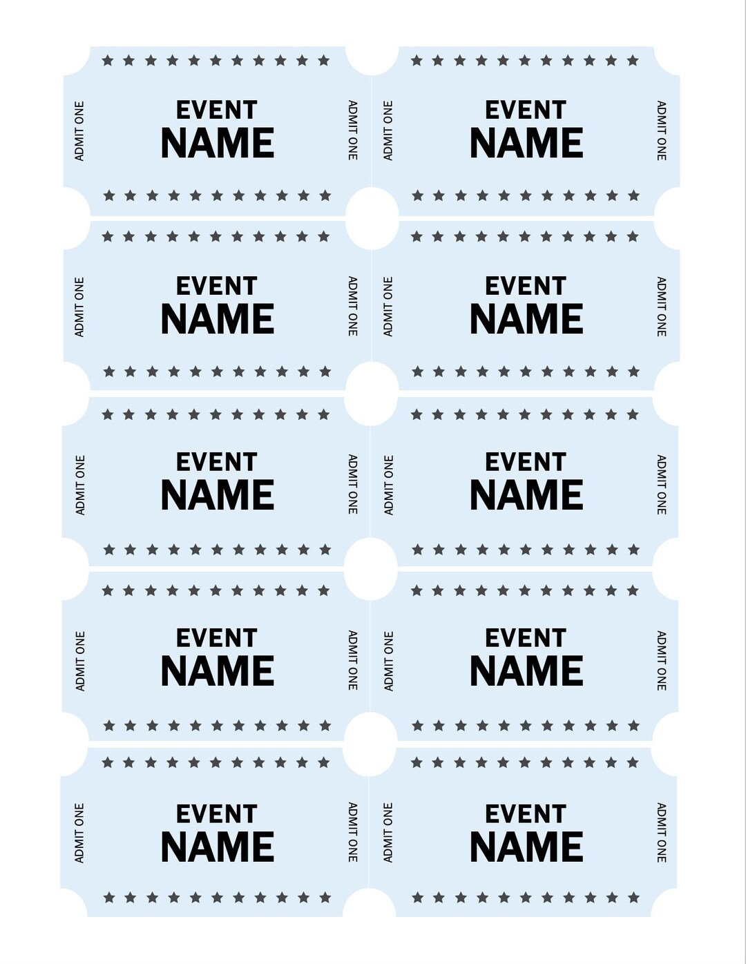 Editable Printable Tickets for Concerts, Raffles, or Events ...