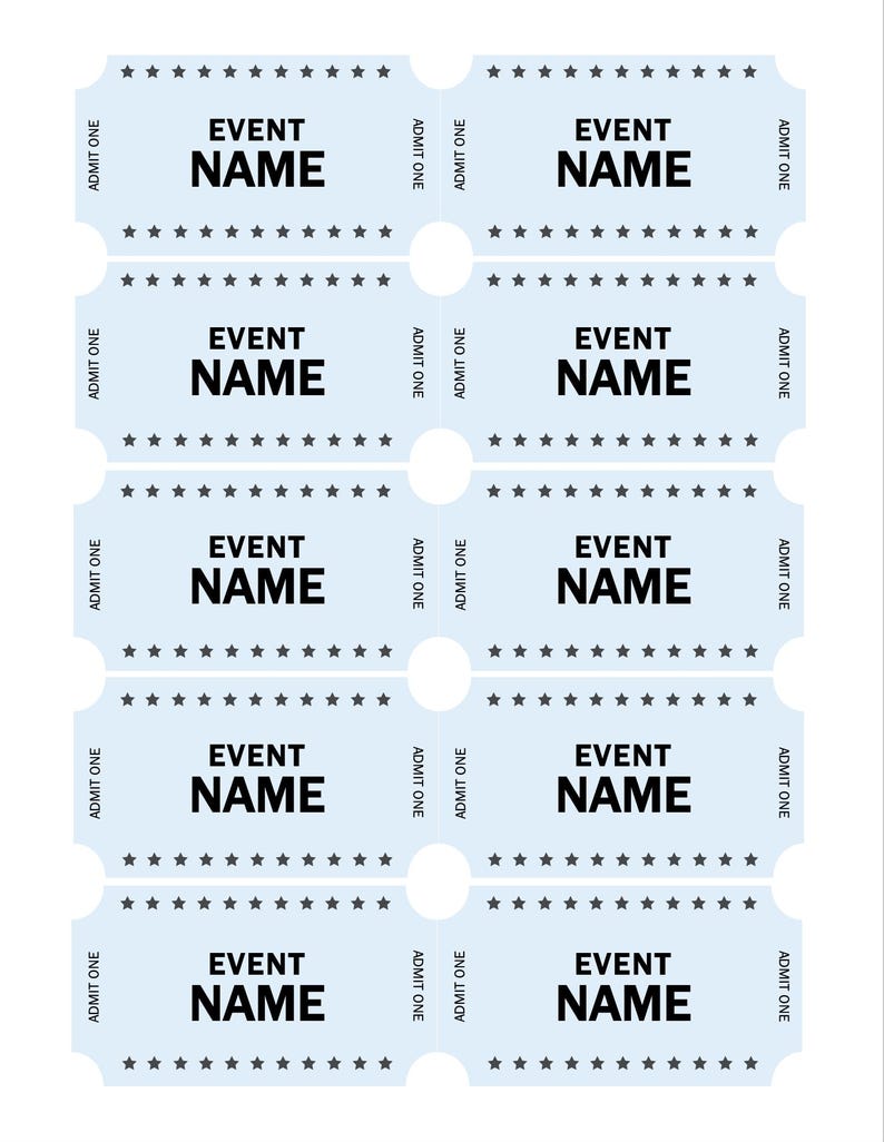 Editable Printable Tickets / Customizable Design for Concerts, Raffles ...