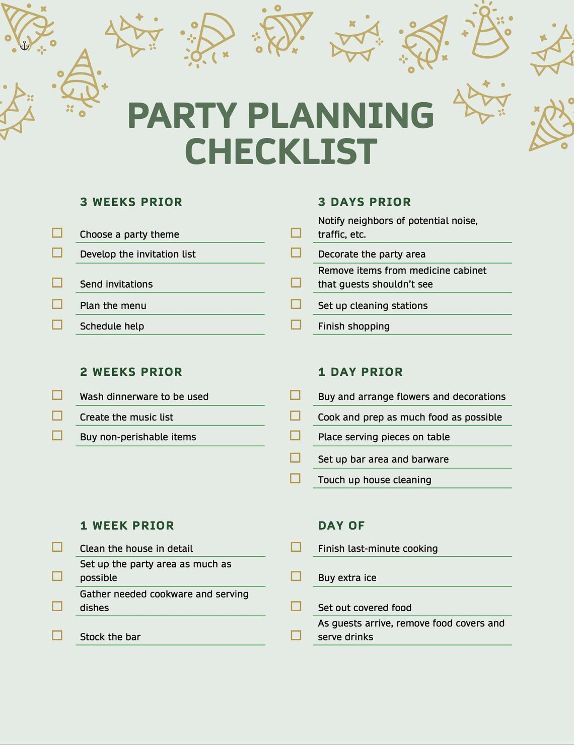 Party Planning Checklist Template: Stay Organized (digital Download) - Etsy