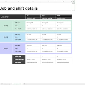Work Shift Calendar Template | Employee Schedule Planner | Excel ...