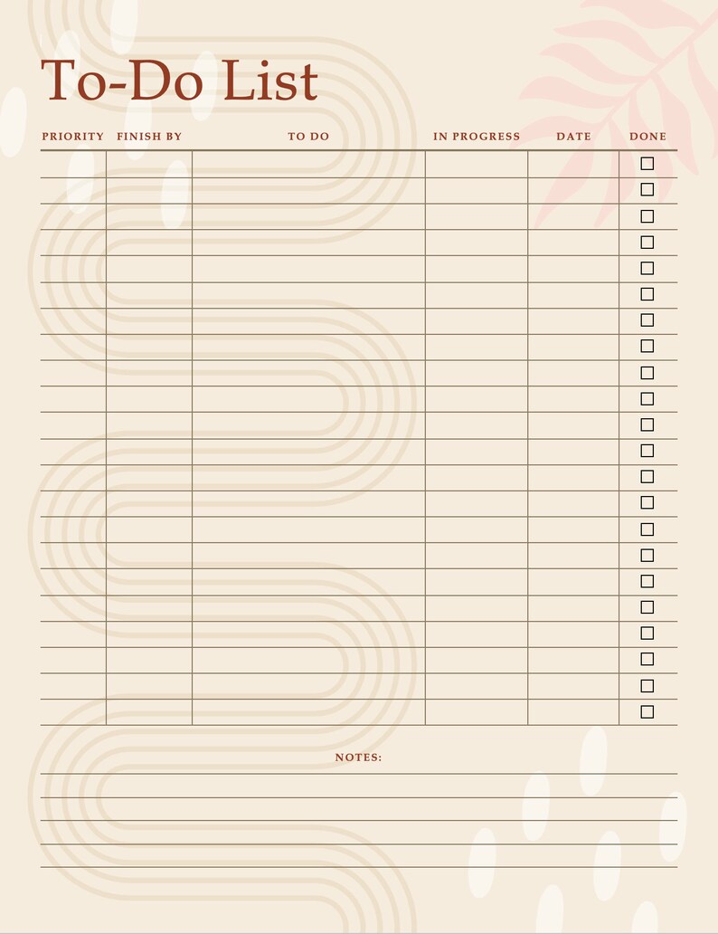 To-do List Template / Printable To-do List / Task Organization / Task ...