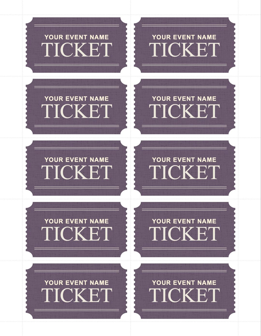 DIY Printable Ticket Template | Editable Tickets for Parties & Events ...