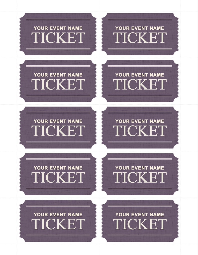 Editable Printable Ticket Template for Events | DIY Custom Tickets in ...