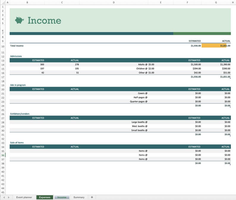 Event Planner Excel Template | Conference, Tradeshow & Gala Planner ...