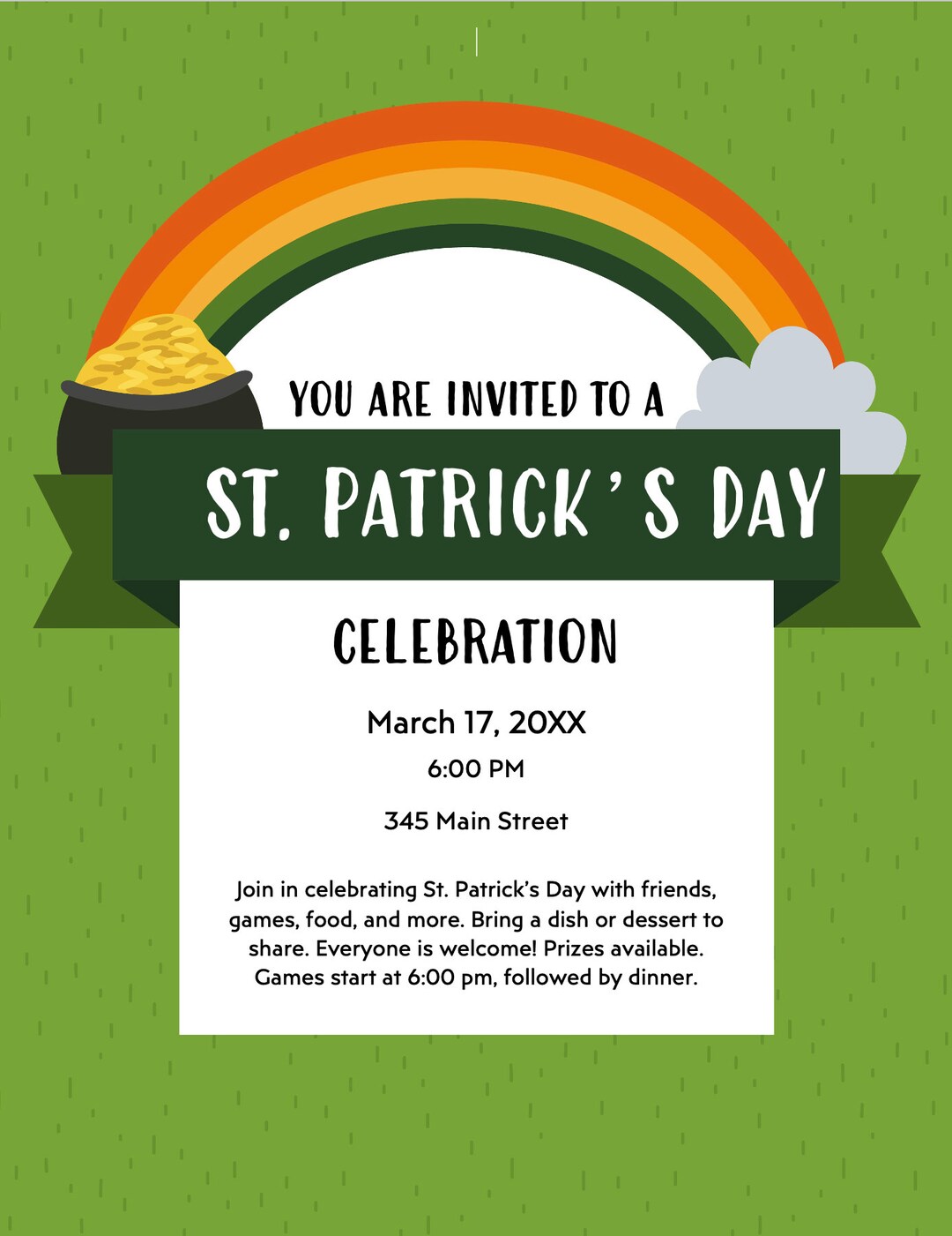 St. Patrick’s Day Flyer Template Word | Editable Irish Party Invitation ...