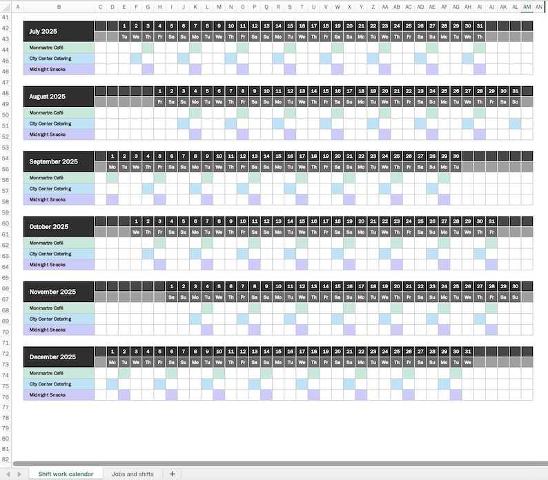 Work Shift Calendar Template | Employee Schedule Planner | Excel ...