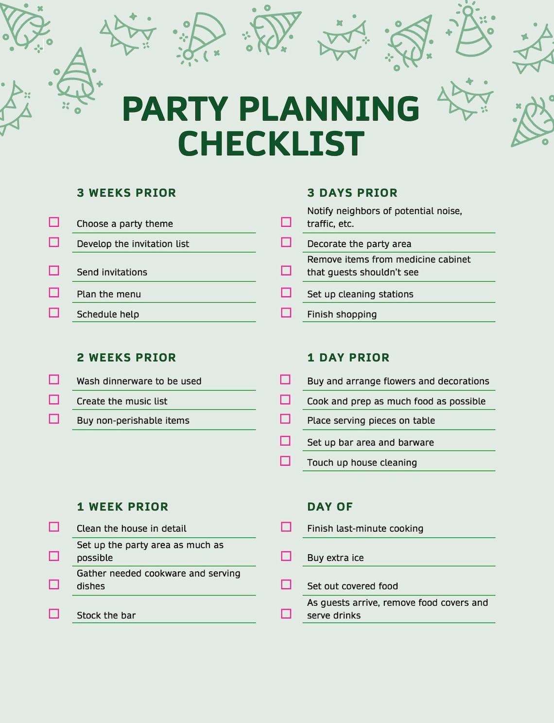 Party Planning Checklist Template: Stay Organized (digital Download) - Etsy