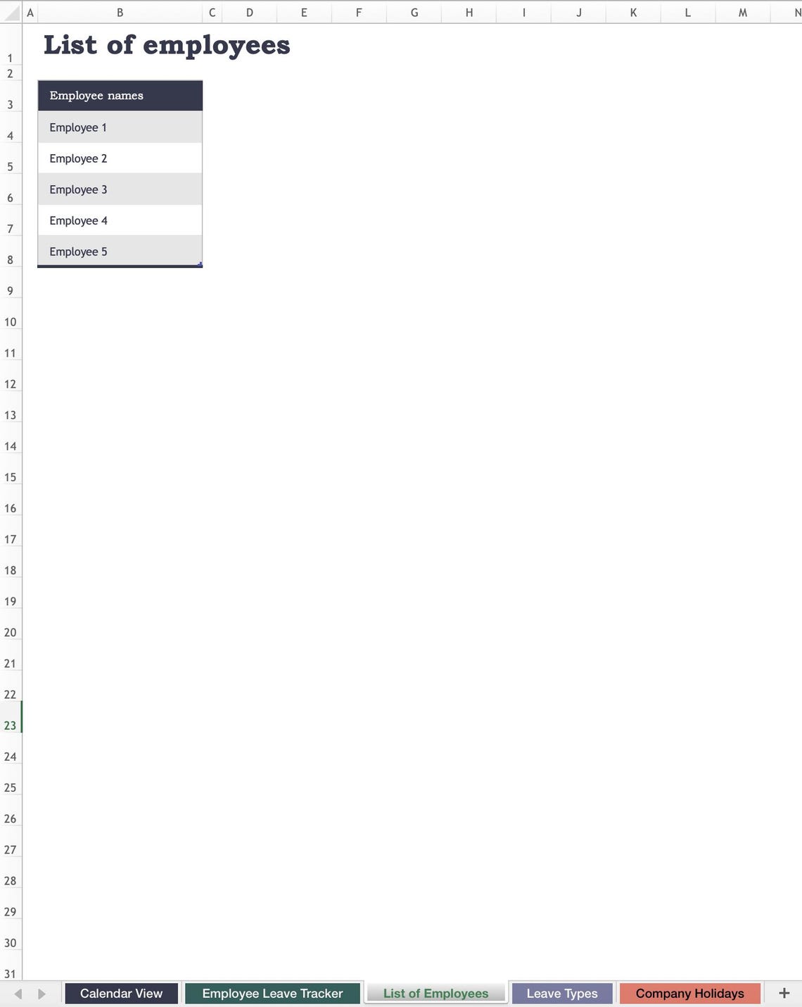 Editable Employee Attendance Spreadsheet Template | Excel Attendance ...