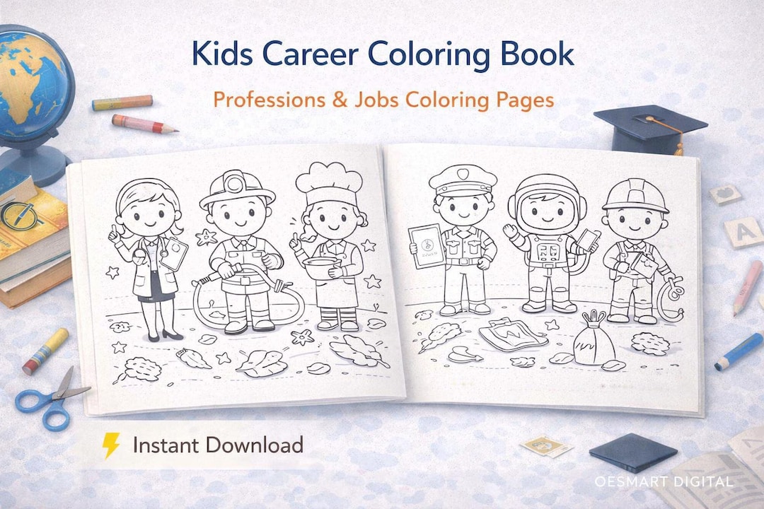 Printable Careers Coloring Book for Kids | Jobs and Professions Pages ...