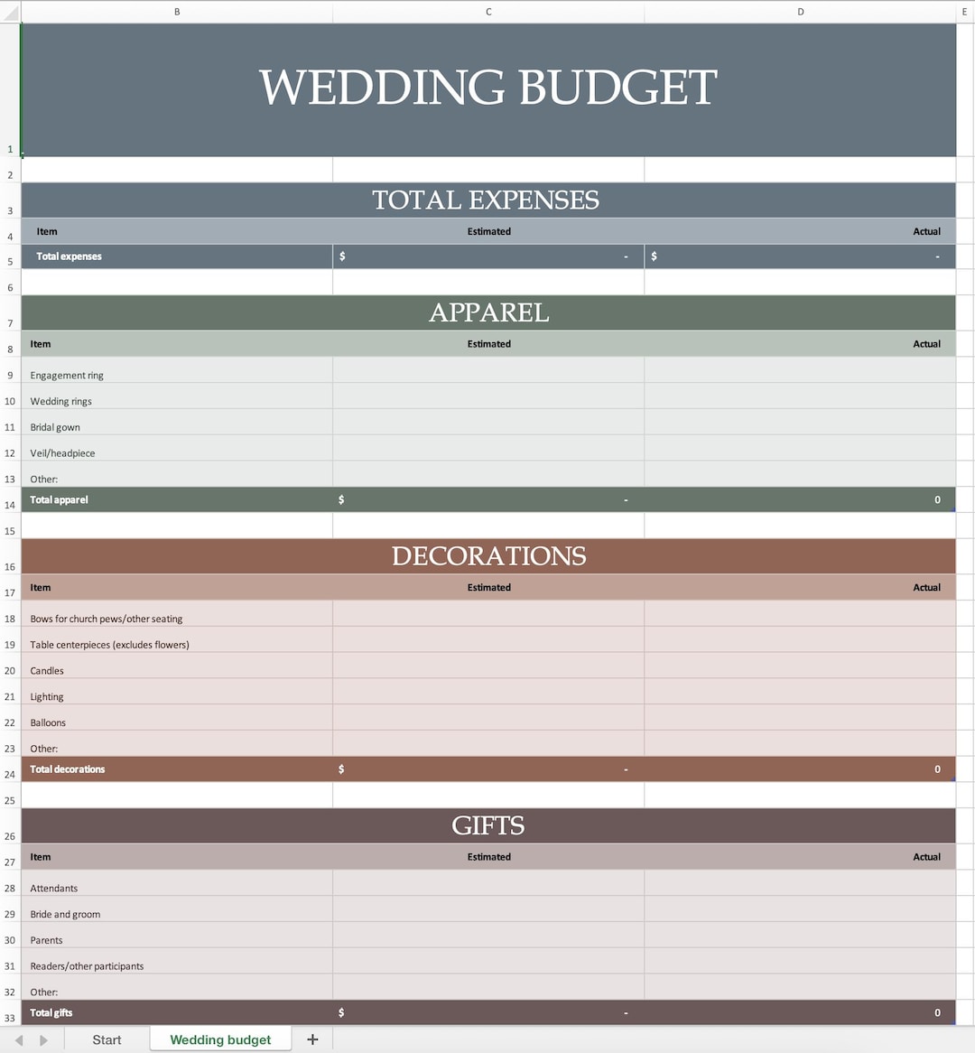 Editable Wedding Budget Planner Template | Complete Budget Spreadsheet ...