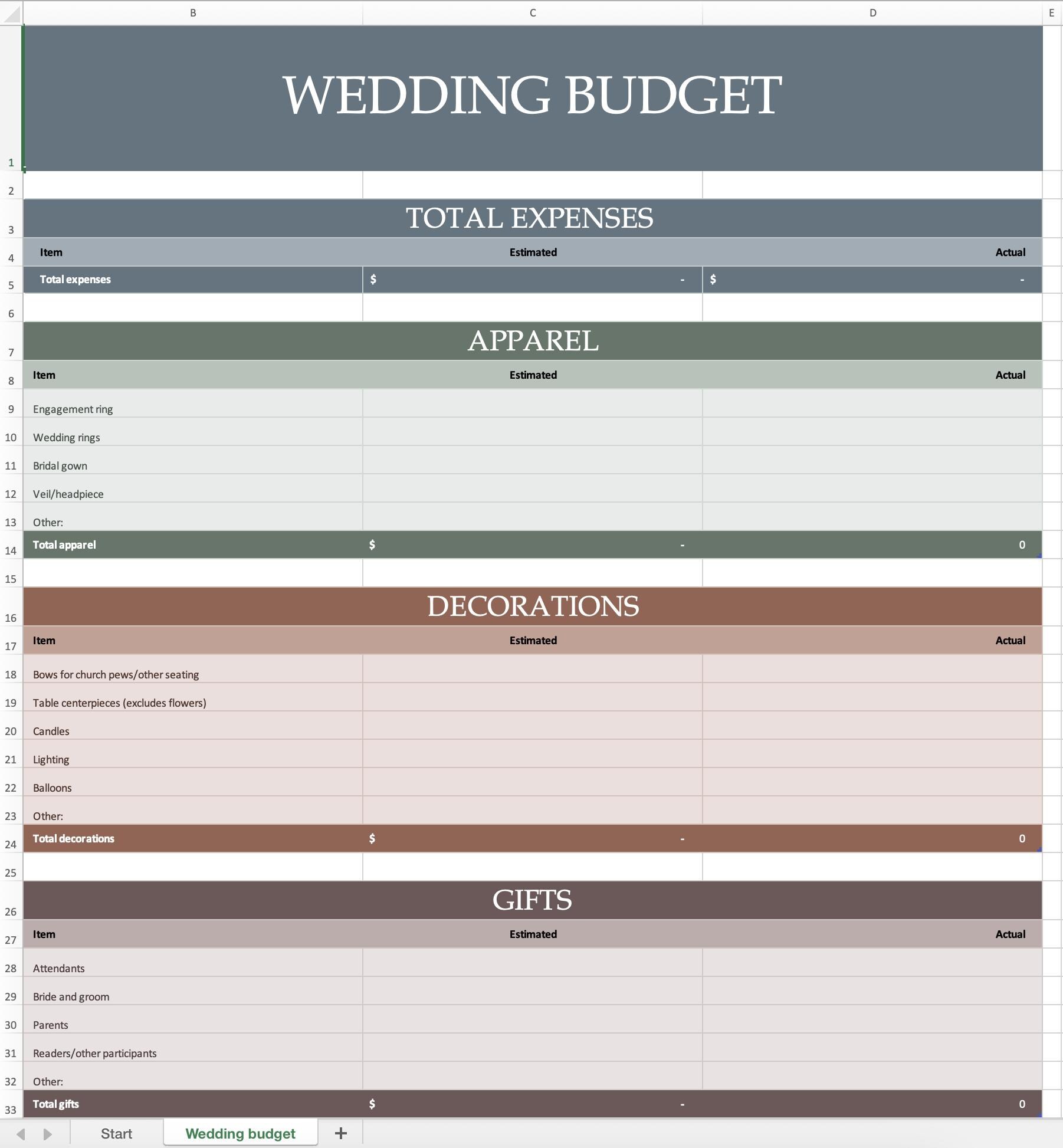 Editable Wedding Budget Planner Template | Complete Budget Spreadsheet ...
