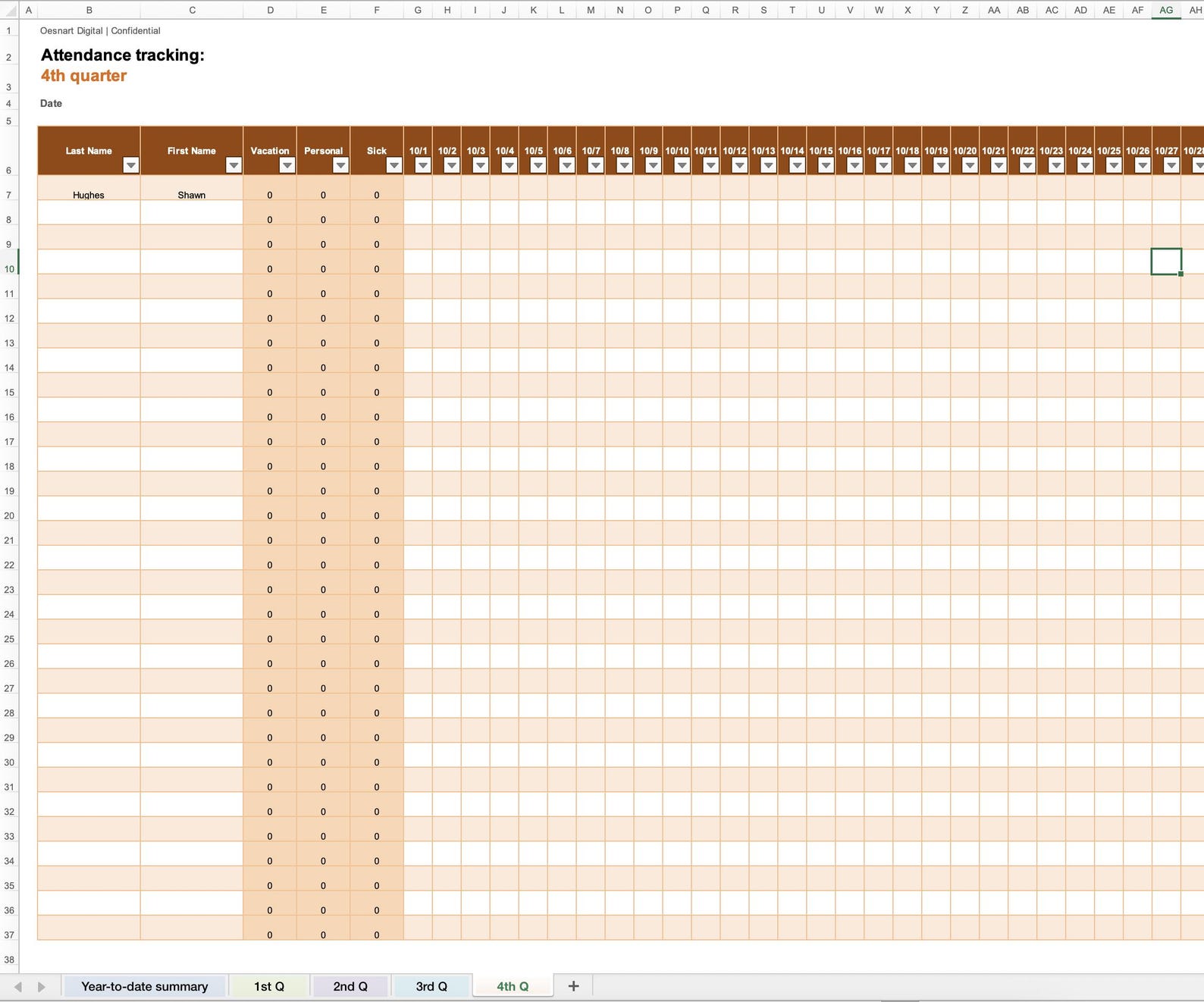 Editable Employee Attendance Tracker: Vacation, Sick Leave Excel ...