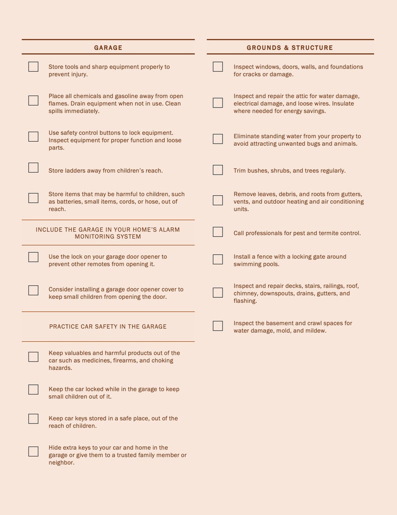 Household Safety Checklist Template: Printable Home Security Planner - Etsy