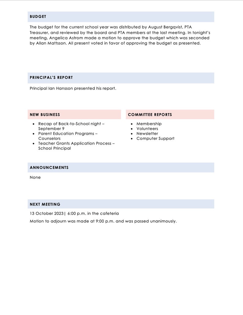 Professional Meeting Minutes Template / Meeting Tracker / Minutes ...