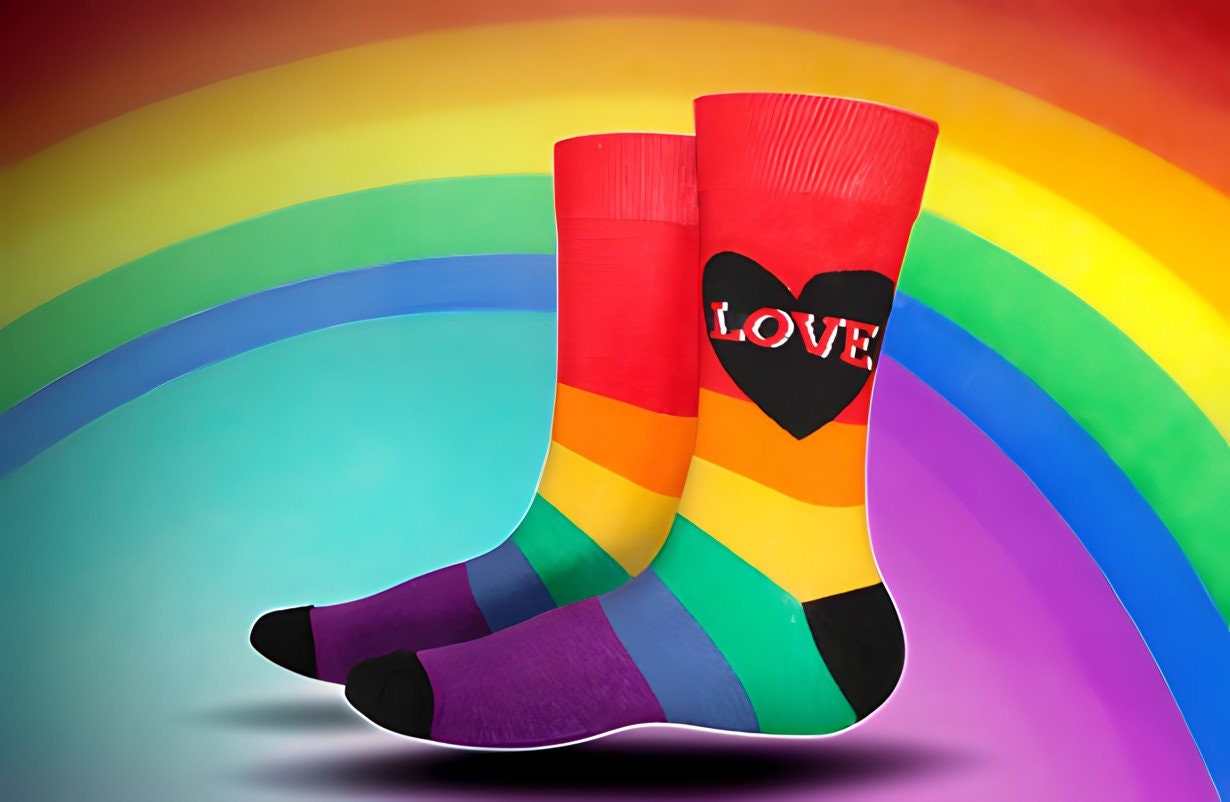 LOVE Pride Rainbow Fun Dress Socks Novelty Crew Socks Crazy Funky Socks ...