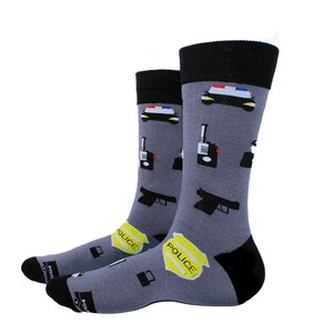 POLICE OFFICER DETECTIVE Fun Dress Socks Novelty Crew Socks Crazy Funky ...