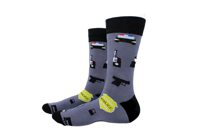 POLICE OFFICER DETECTIVE Fun Dress Socks Novelty Crew Socks Crazy Funky ...