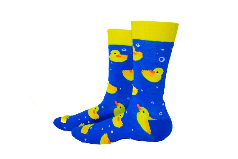 RUBBER DUCK Animal Fun Dress Socks Novelty Crew Socks Crazy Funky Socks ...