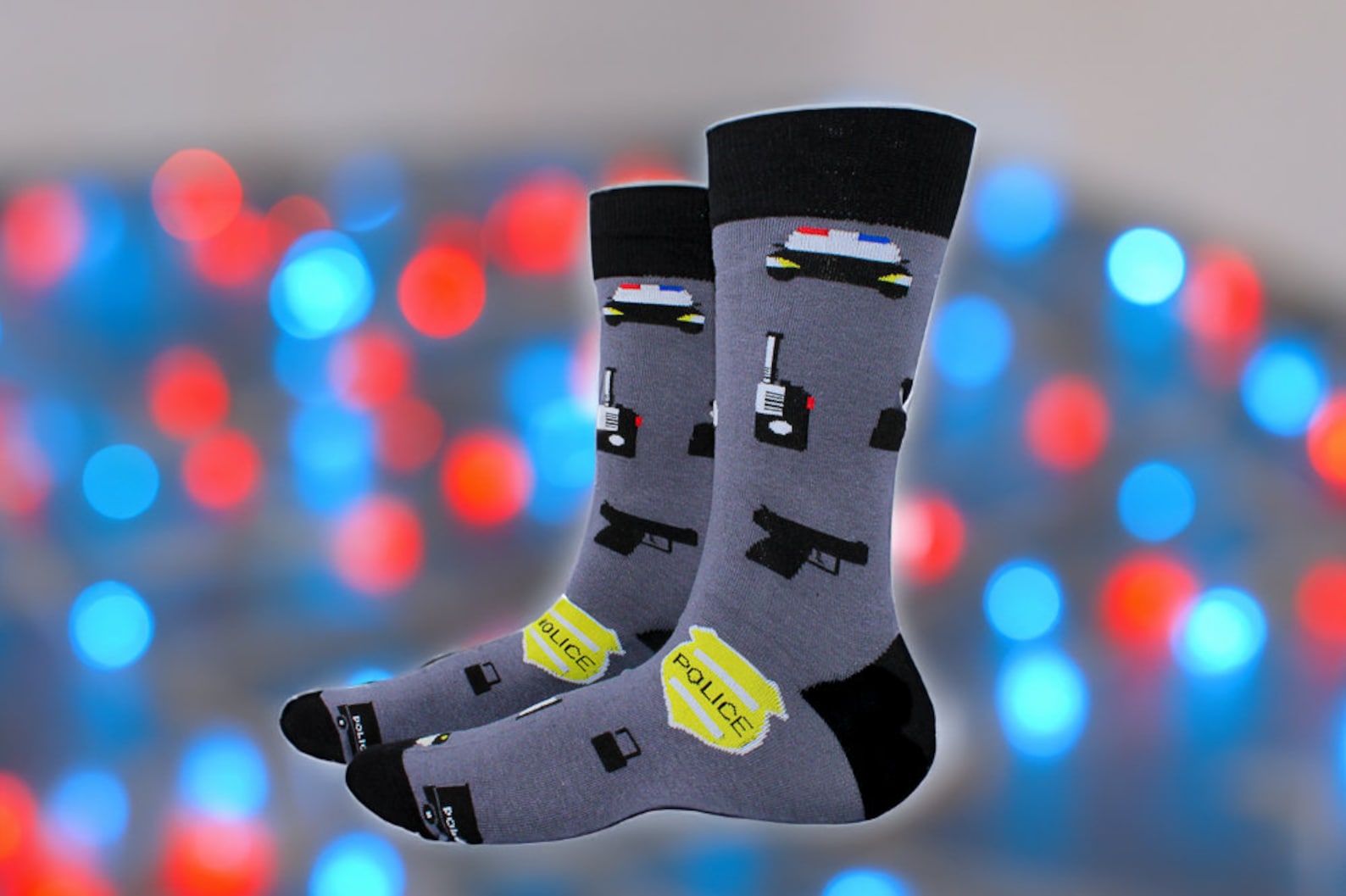 POLICE OFFICER DETECTIVE Fun Dress Socks Novelty Crew Socks Crazy Funky ...