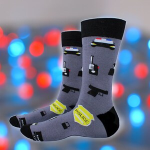 POLICE OFFICER DETECTIVE Fun Dress Socks Novelty Crew Socks Crazy Funky ...