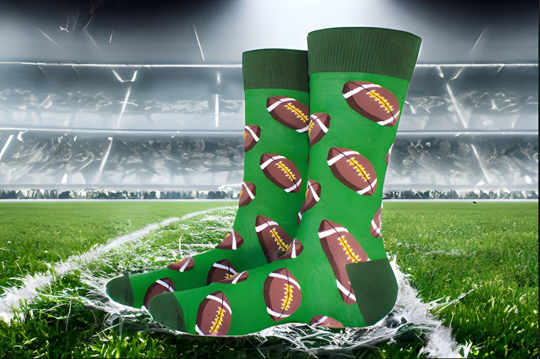 FOOTBALL Sports Super Bowl Fun Dress Socks Novelty Crew Socks Crazy ...