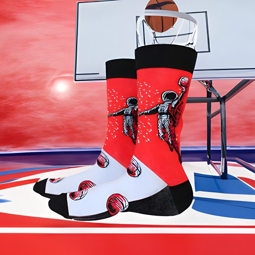 SPACE JAM BASKETBALL Sports Fun Dress Socks Novelty Crew Socks Crazy ...