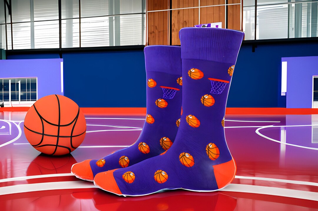 BASKETBALL Sport Dunk NBA Fun Dress Socks Novelty Crew Socks Crazy ...