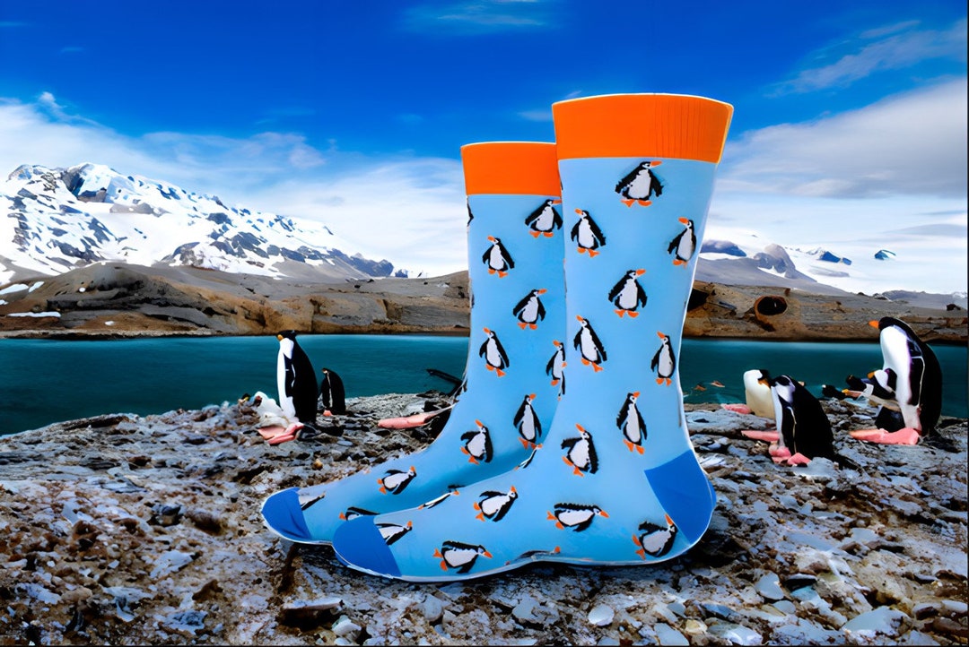 PENGUIN Animal Fun Dress Socks Novelty Crew Socks Crazy Funky Socks Men ...